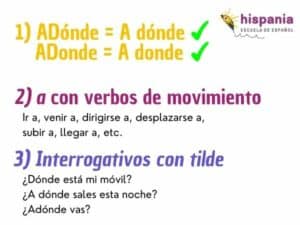 Diferencias entre donde, a donde, adonde, dónde, a dónde y adónde